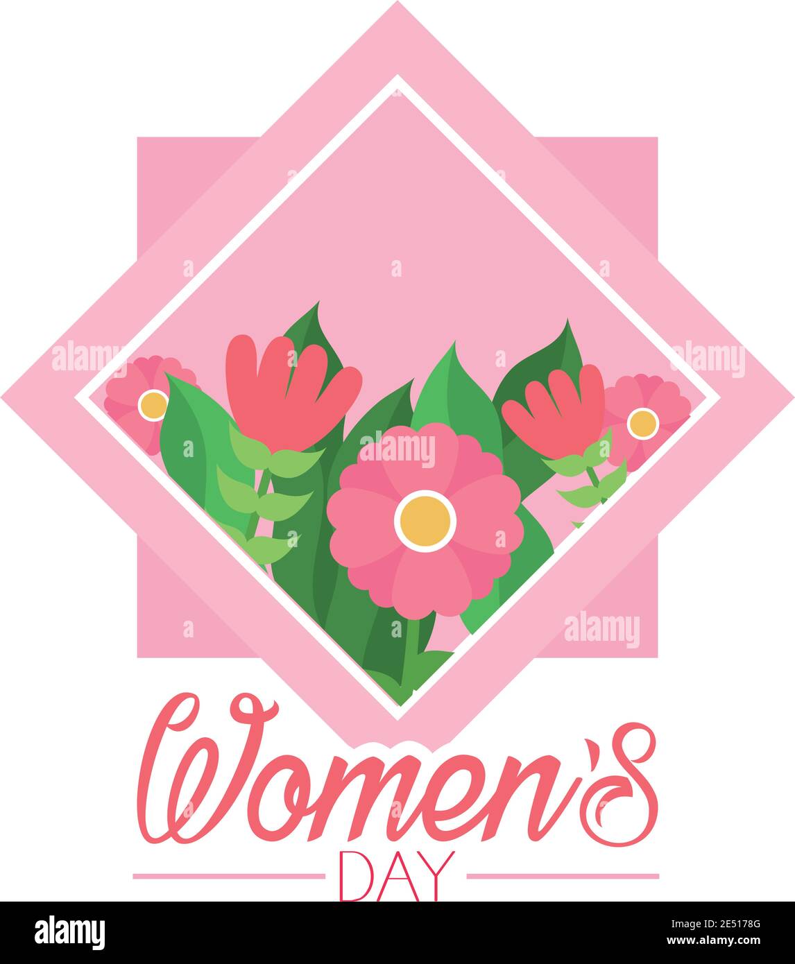 womens day design with decorative rhombus frame with beautiful flowers ...