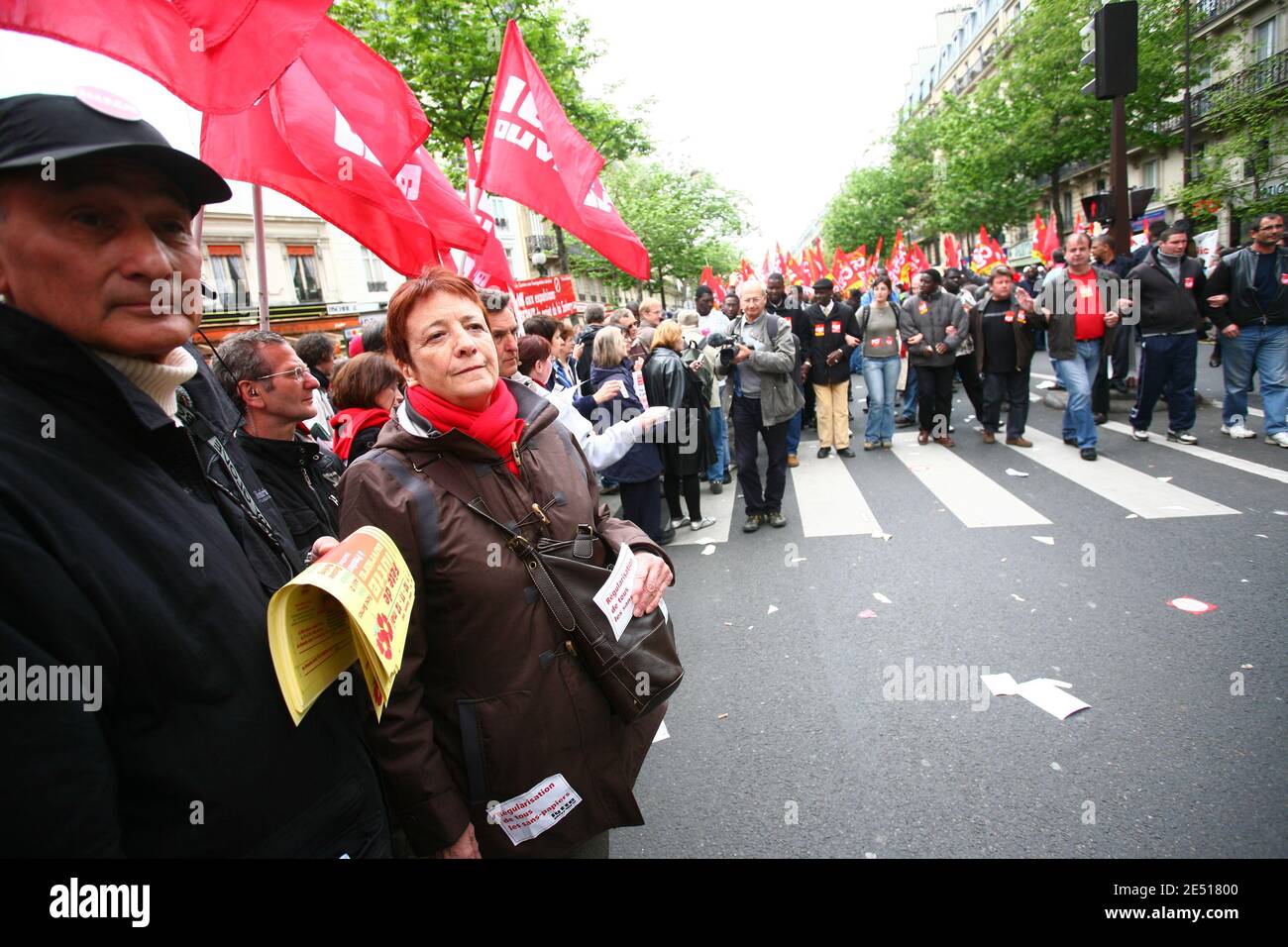 Lutte Ouvriere's leader Arlette Laguiller demonstrates during Unions ...