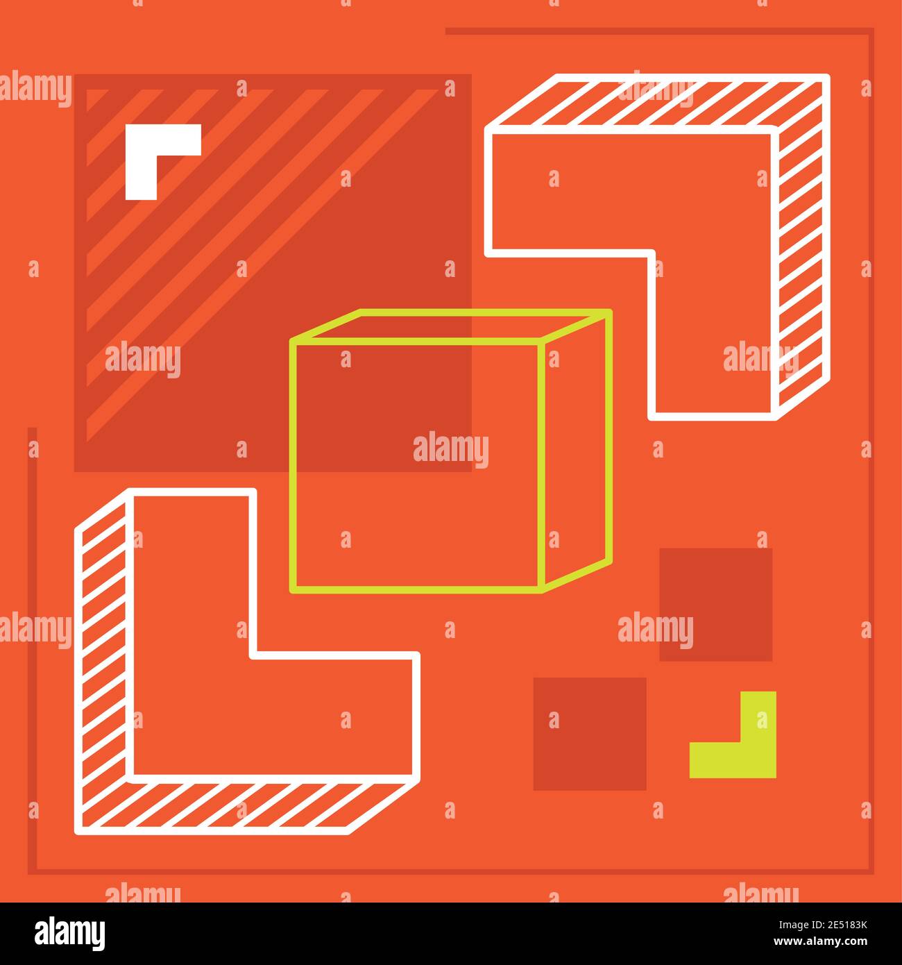 orange background with geometric shapes, colorful design, vector ...