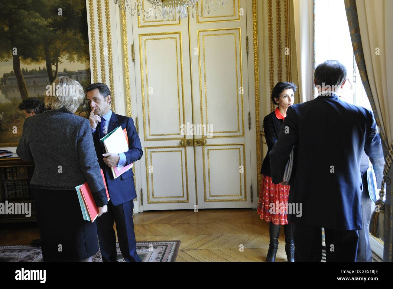 French President Nicolas Sarkozy, Family Junior Minister Nadine Morano ...