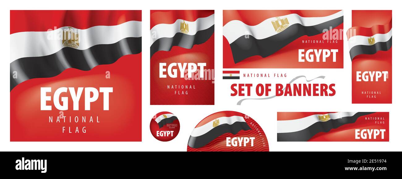 Vector set of banners with the national flag of the Egypt Stock Vector ...