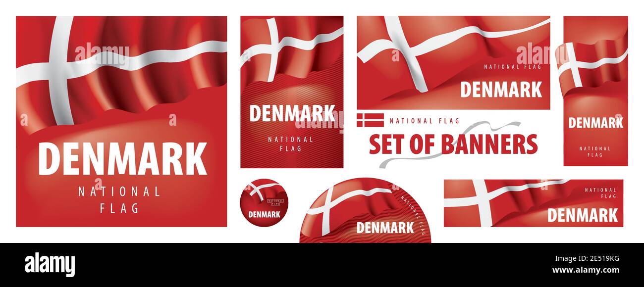 Vector set of banners with the national flag of the Denmark Stock ...