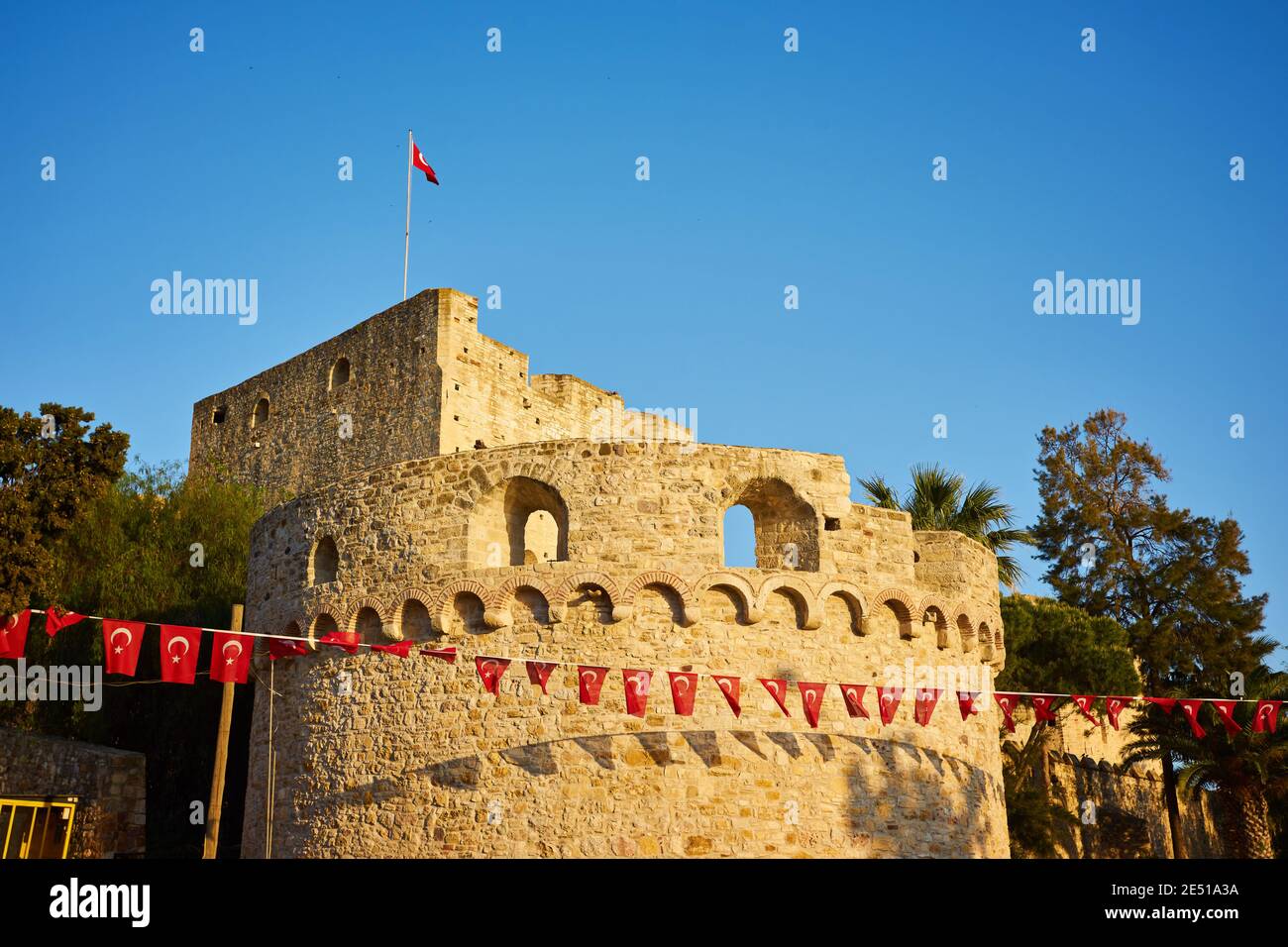 A view of the historical Cesme Castle in Cesme, Izmir, Turkey Stock ...