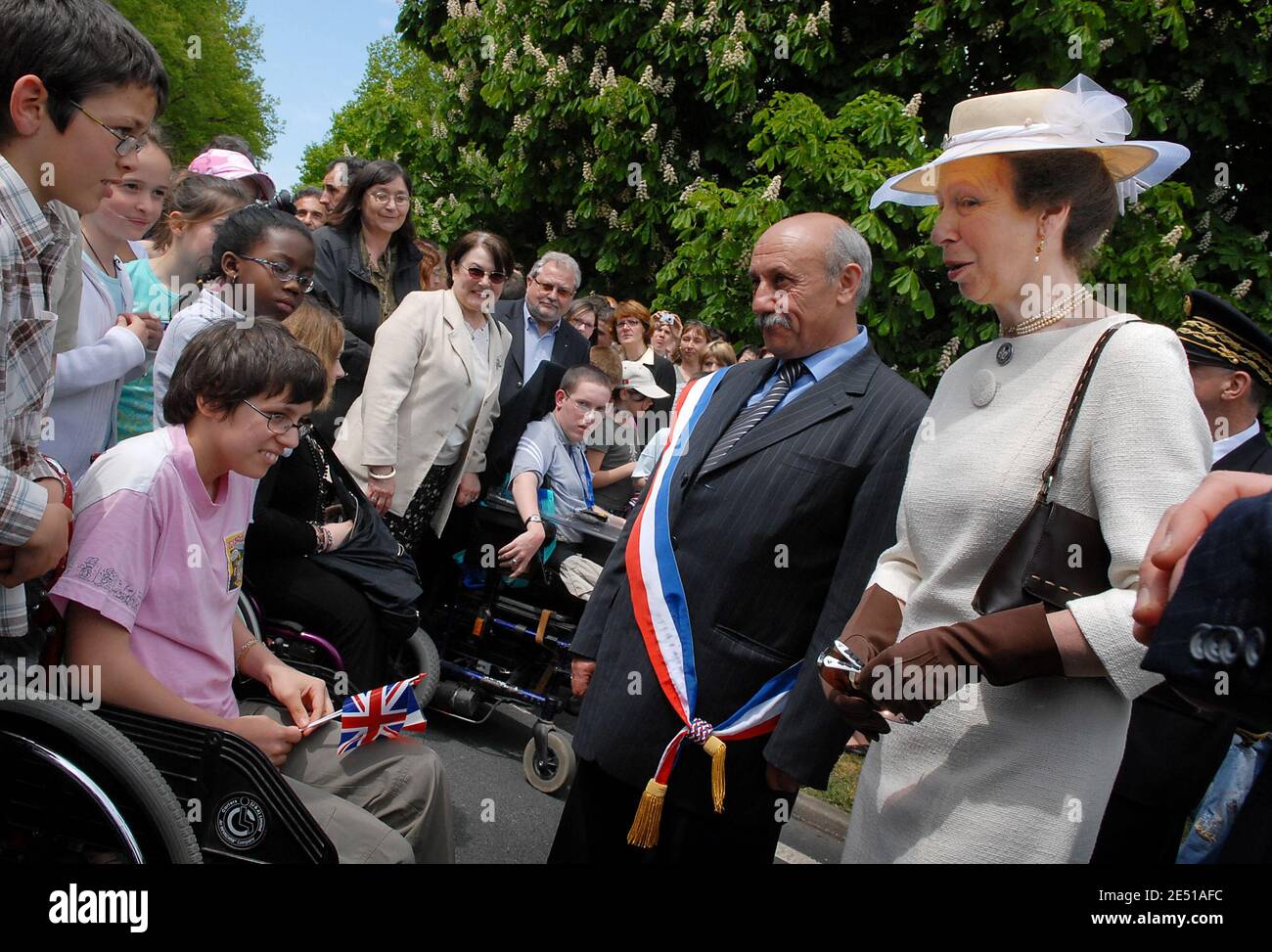 Britain's Princess Anne flanked by Valencay mayor Claude Doucet attends ...