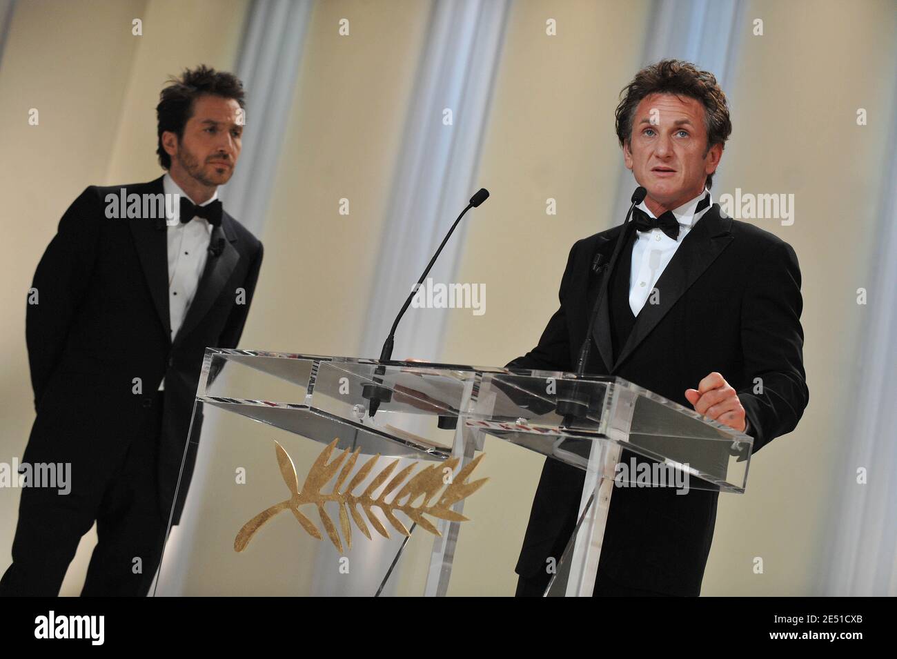 Jury president Sean Penn and Edouard Baer seen during the 61th Cannes ...