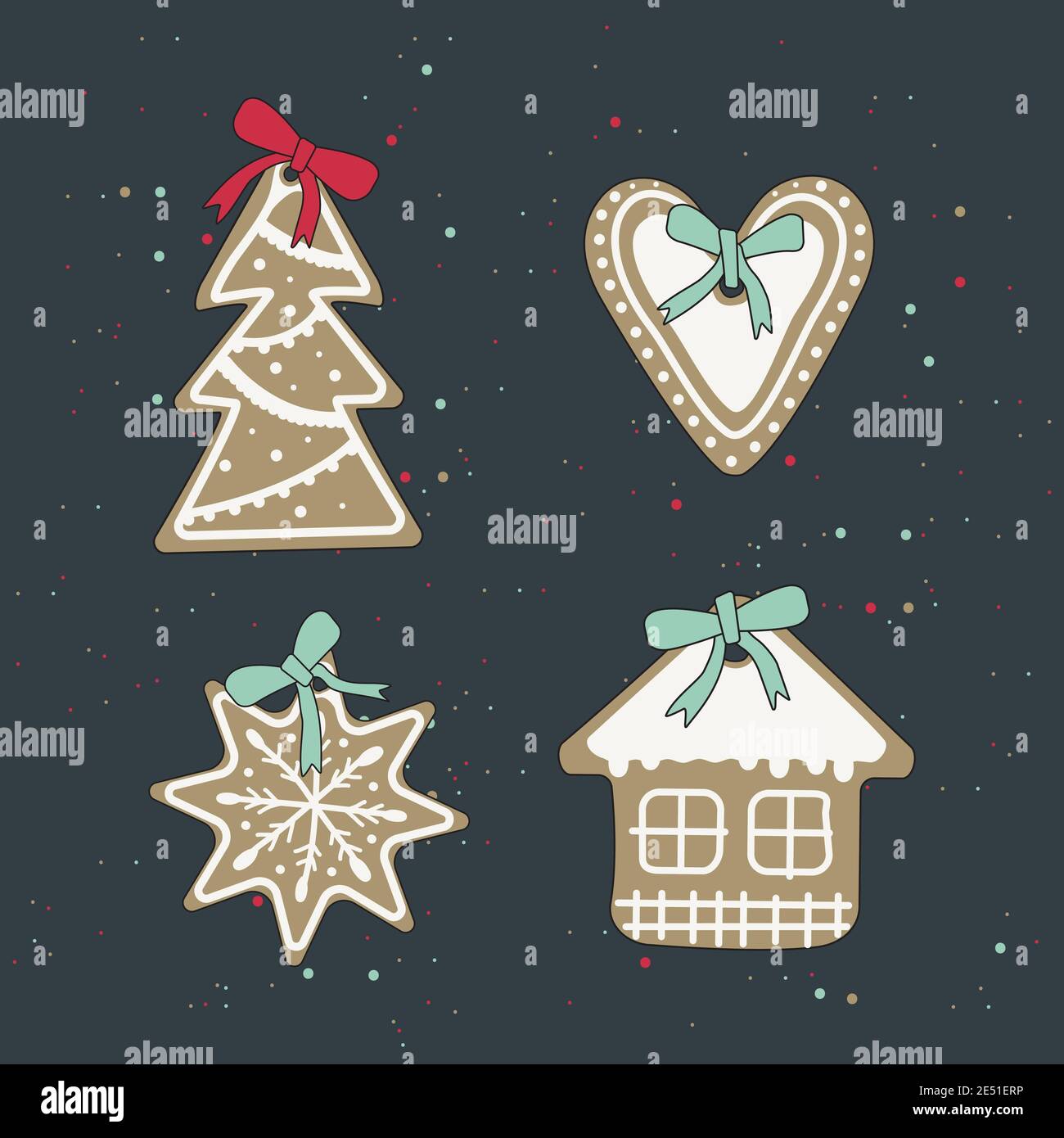 Christmas gingerbread cookies decorated white Stock Vector Images - Alamy