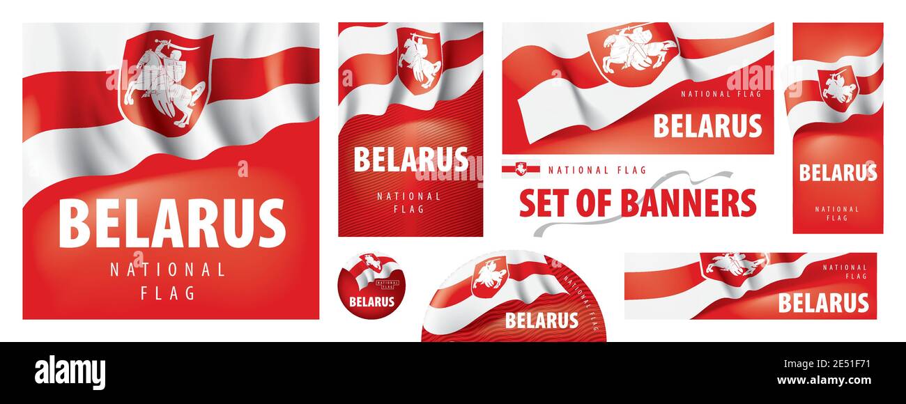 Vector set of banners with the national flag of the Belarus Stock ...