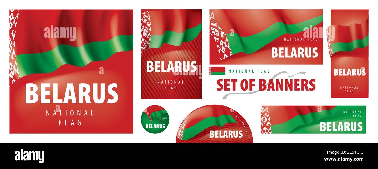 Vector set of banners with the national flag of the Belarus Stock ...