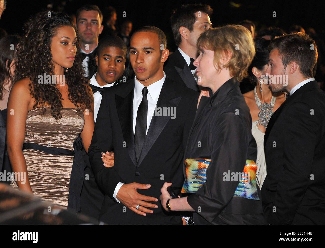 Formula one driver Lewis Hamilton and his girlfriend leaving the Palais ...