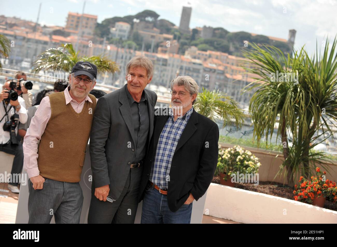 (L-R) Director Steven Spielberg, actor Harrison Ford and Producer ...