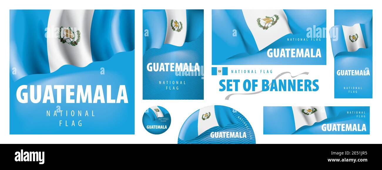 Vector set of banners with the national flag of the Guatemala Stock ...
