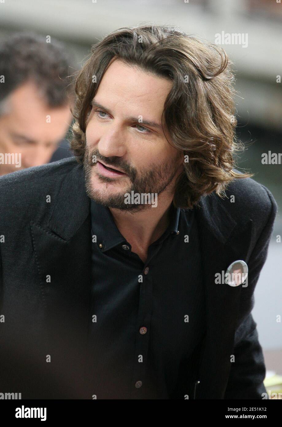 Frederic Beigbeder during the broadcasting of 'Le Grand Journal' TV ...