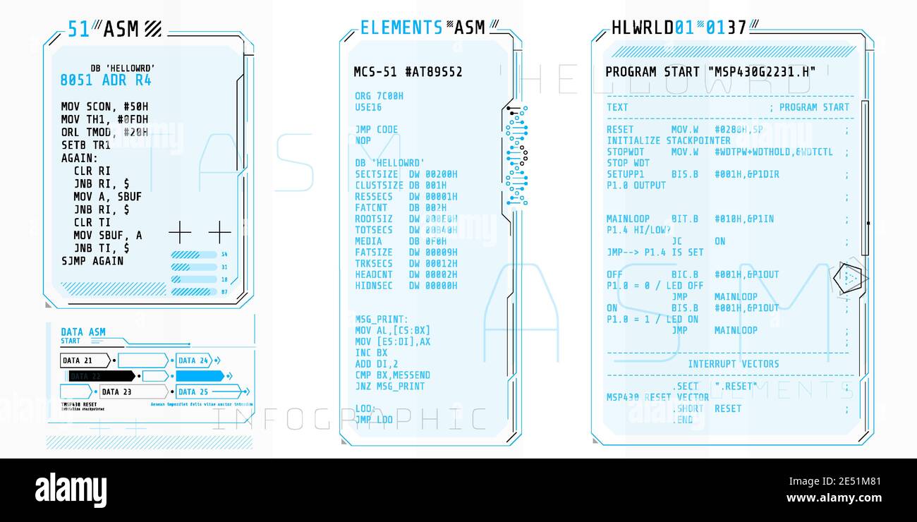 HUD interface elements with part of the code Assembly Stock Vector Image & Art - Alamy