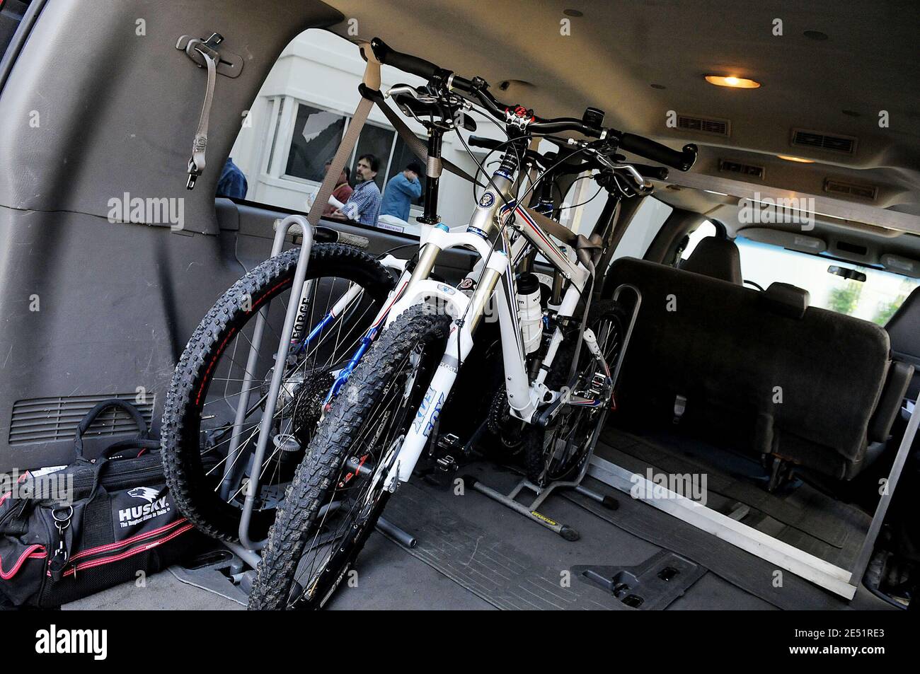 President George W. Bush's mountain bikes await his departure at the ...