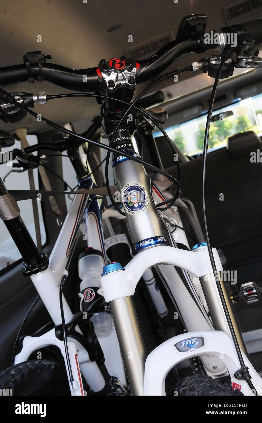 President George W. Bush's mountain bikes await his departure at the ...