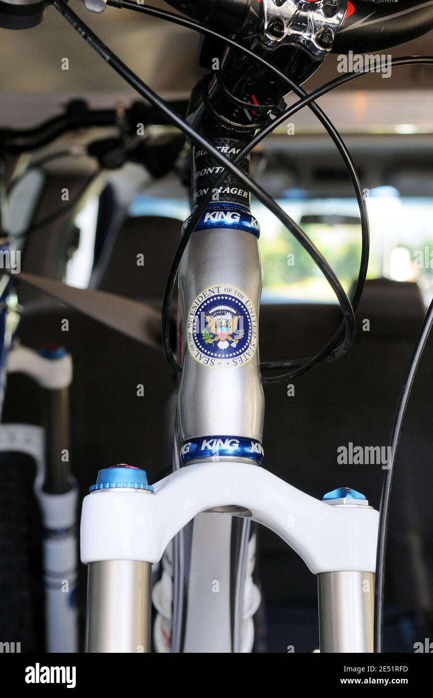 President George W. Bush's mountain bikes await his departure at the ...