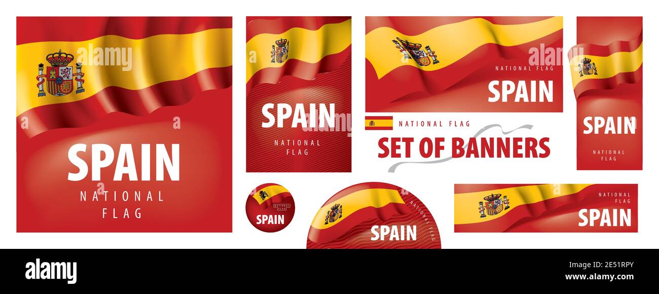 Vector set of banners with the national flag of the Spain Stock Vector ...
