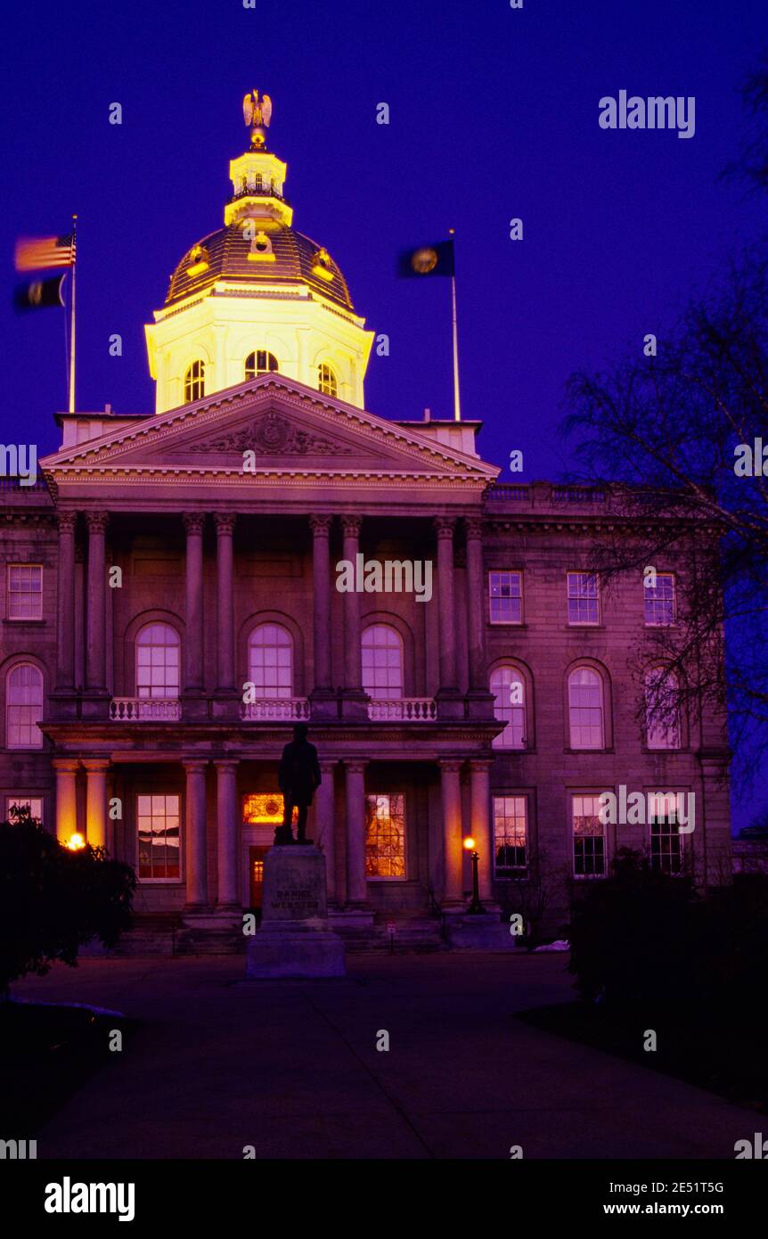 The State Capitol Building in Concord, New Hampshire at night. Built on ...
