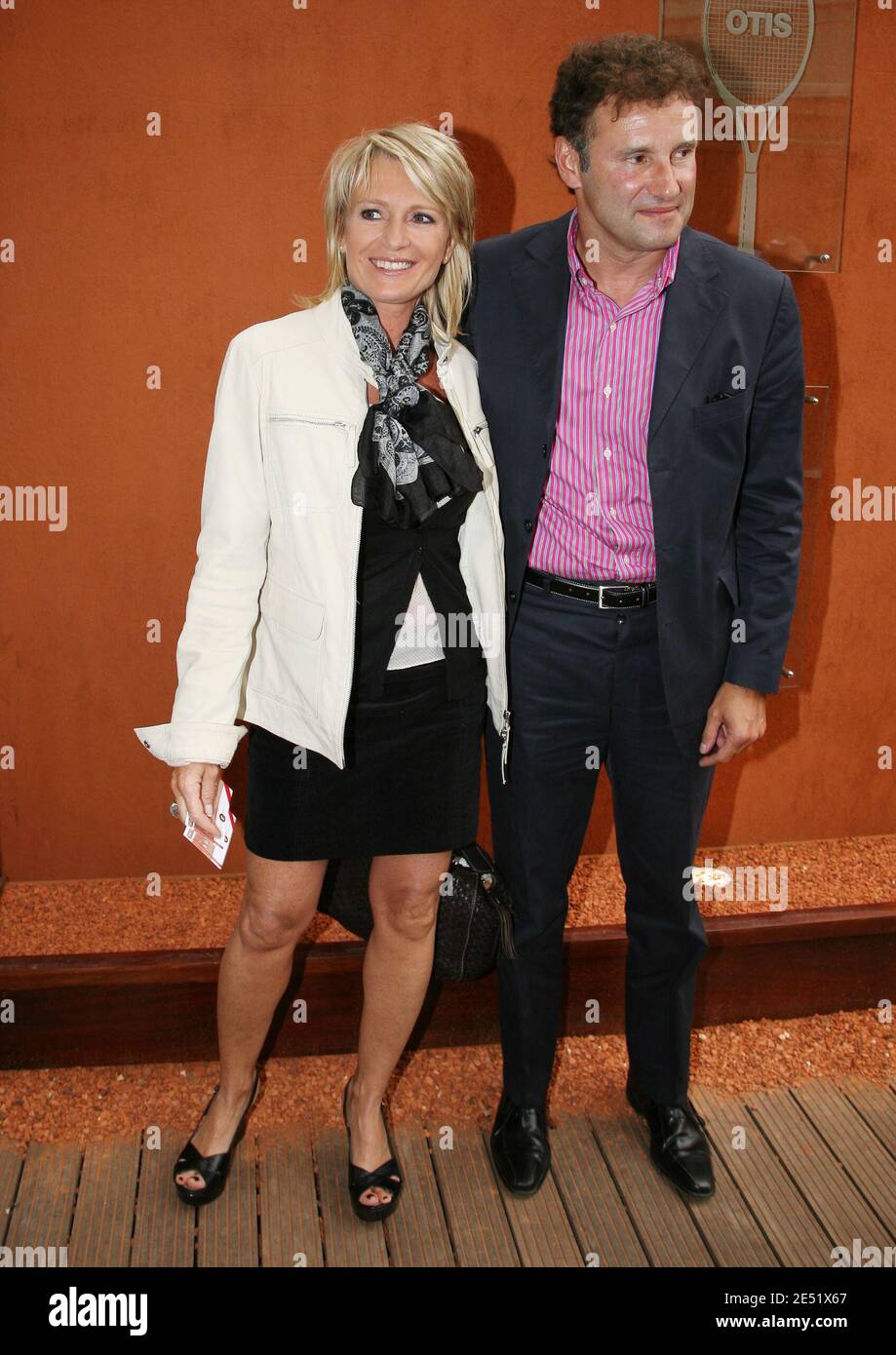 Sophie Davant and Pierre Sled arriving at the VIP village during 2008 ...