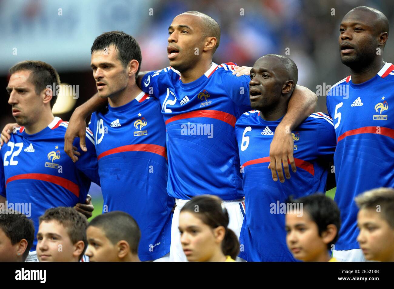 French team players listen to their national Anthem prior of the ...