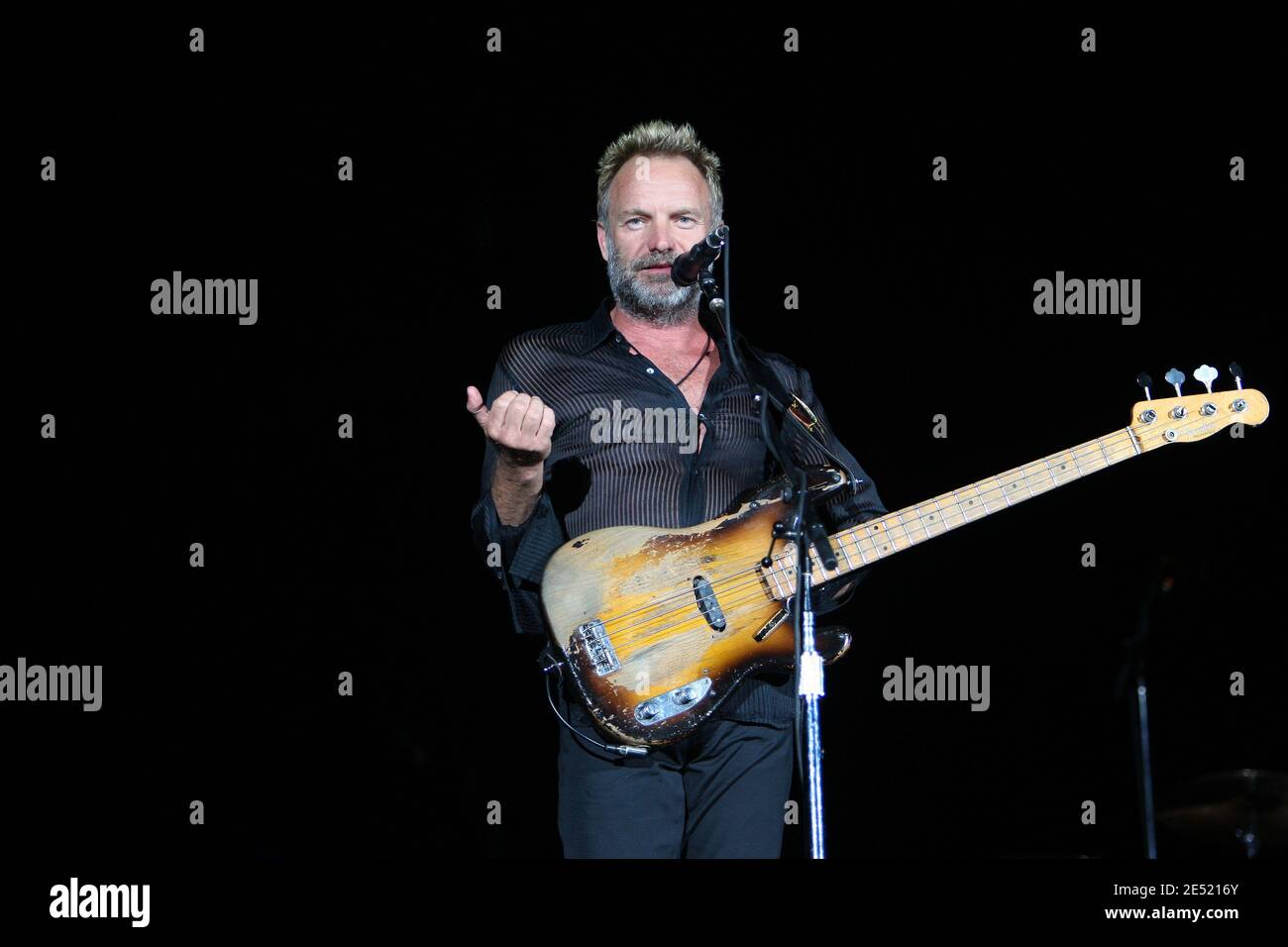 Sting Singer And Bass Guitar Of The Police Performs Live With The Band At The Stade Velodrome