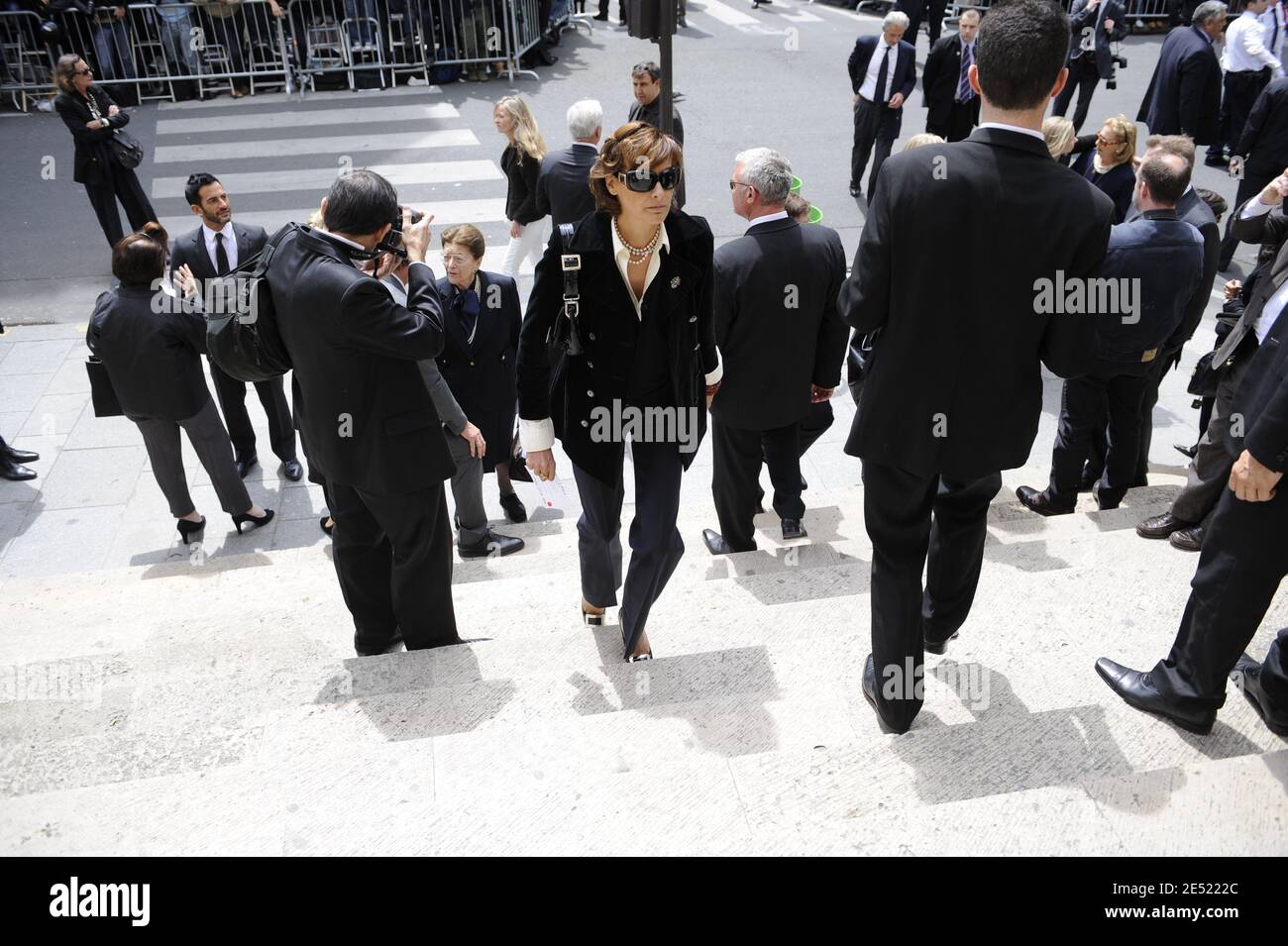Ines de la Fressange arriving at the Saint-Roch church in Paris, France ...