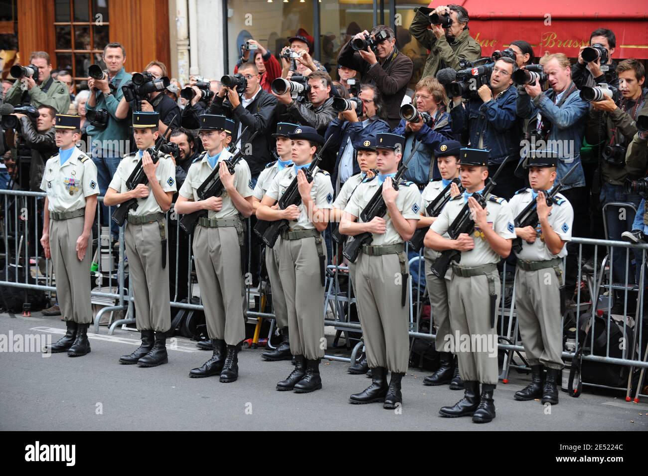 Athmosphere during the funeral of French designer Yves Saint Laurent at ...