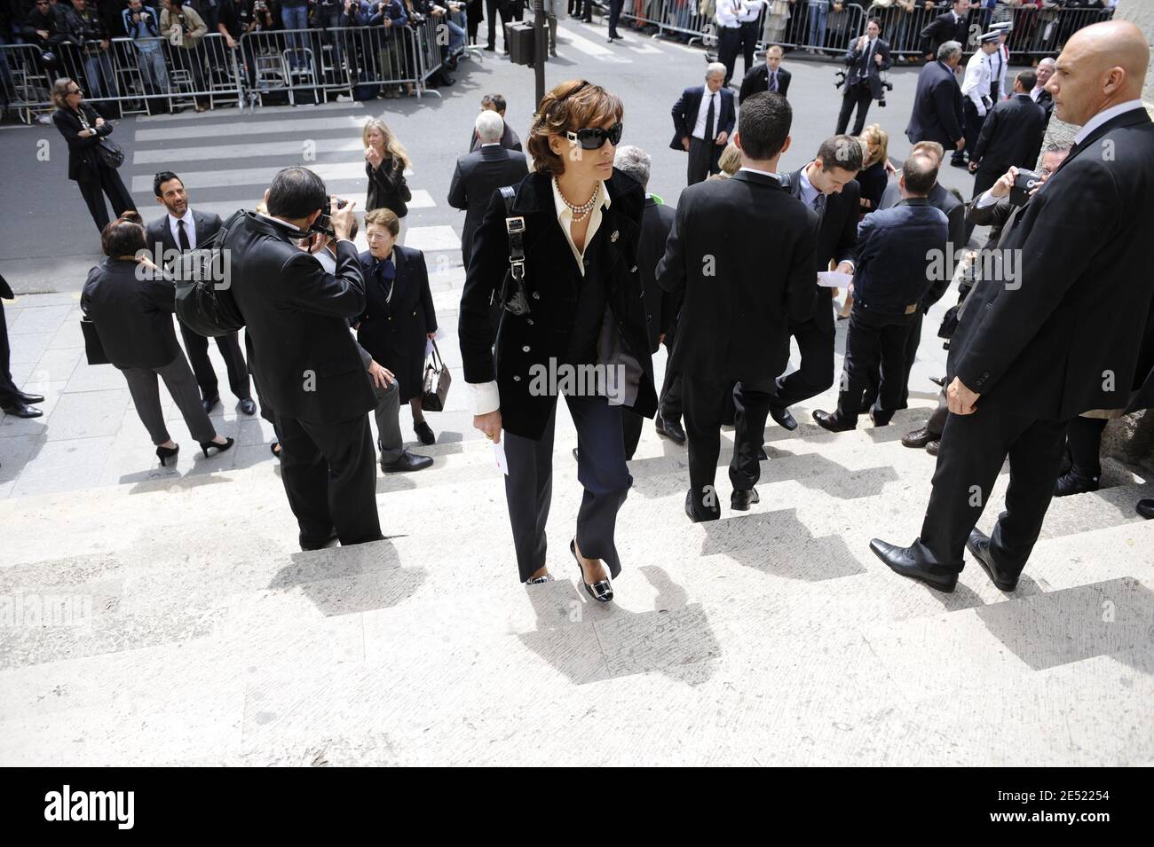 Ines de la Fressange arriving at the Saint-Roch church in Paris, France ...