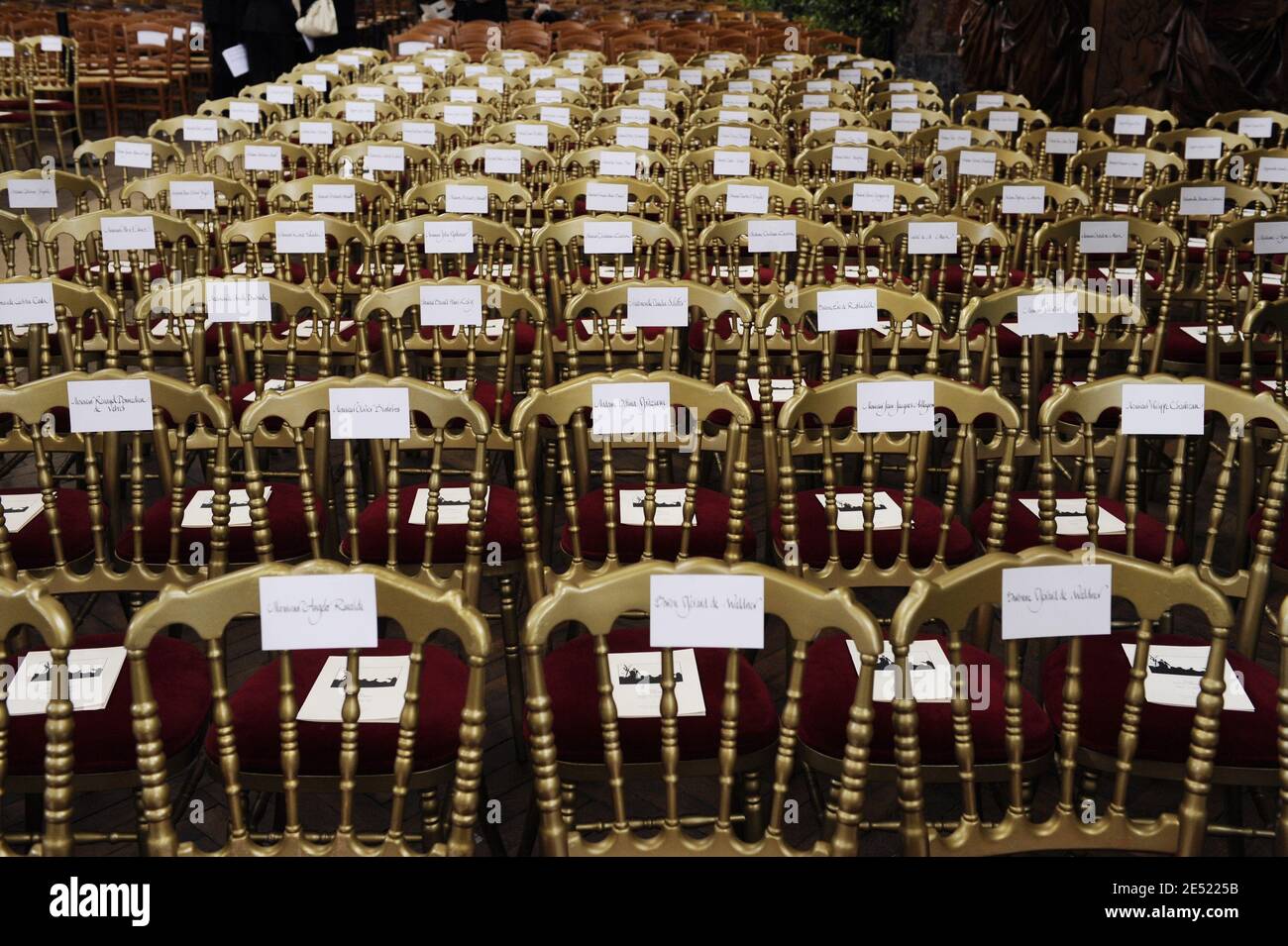 Illustration at the funeral of French designer Yves Saint Laurent at ...