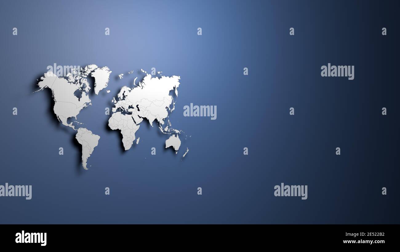 World map on blue background banner Stock Photo - Alamy
