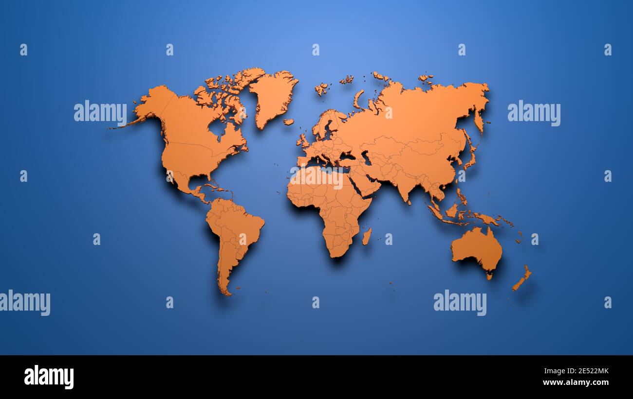 Earth Map Flat Labeled