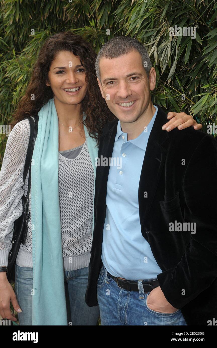 Bruno Putzulu and his girlfriend arriving at the VIP area 'Le Village' during the 2008 French ...