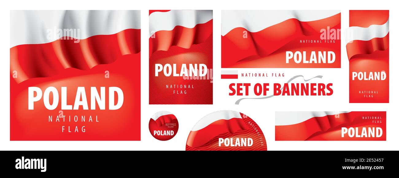 Vector set of banners with the national flag of the Poland Stock Vector ...