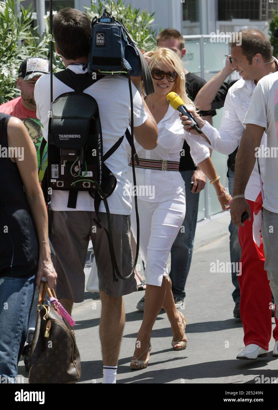 Actress Pamela Anderson in the paddock before the race for the Canadian ...