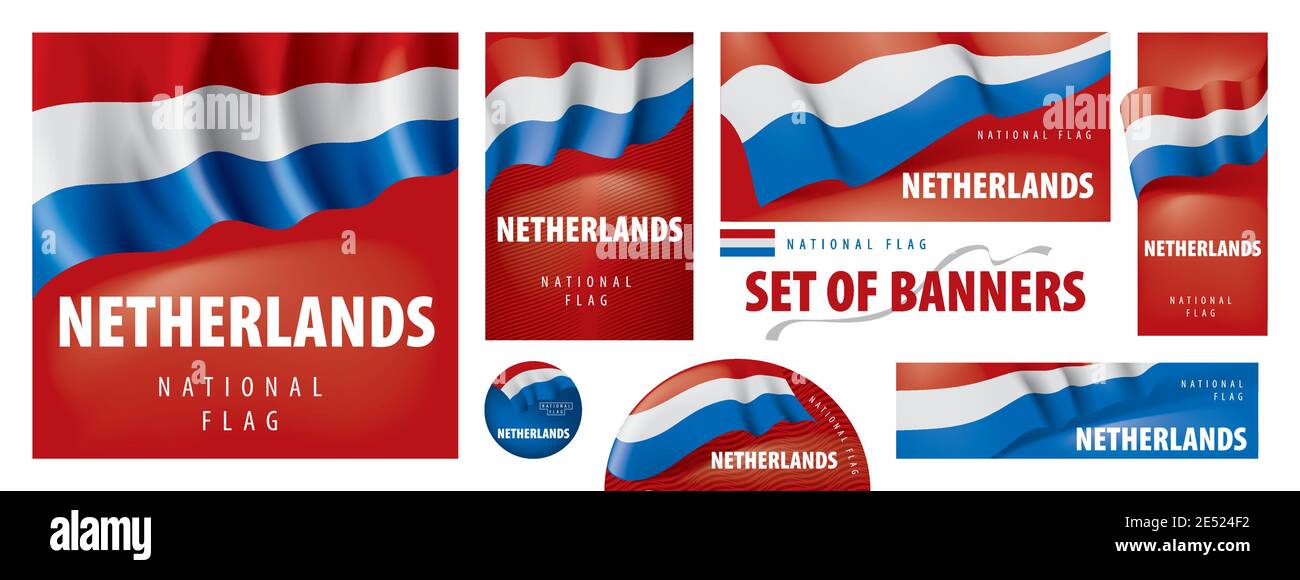 Vector set of banners with the national flag of the Netherlands Stock ...