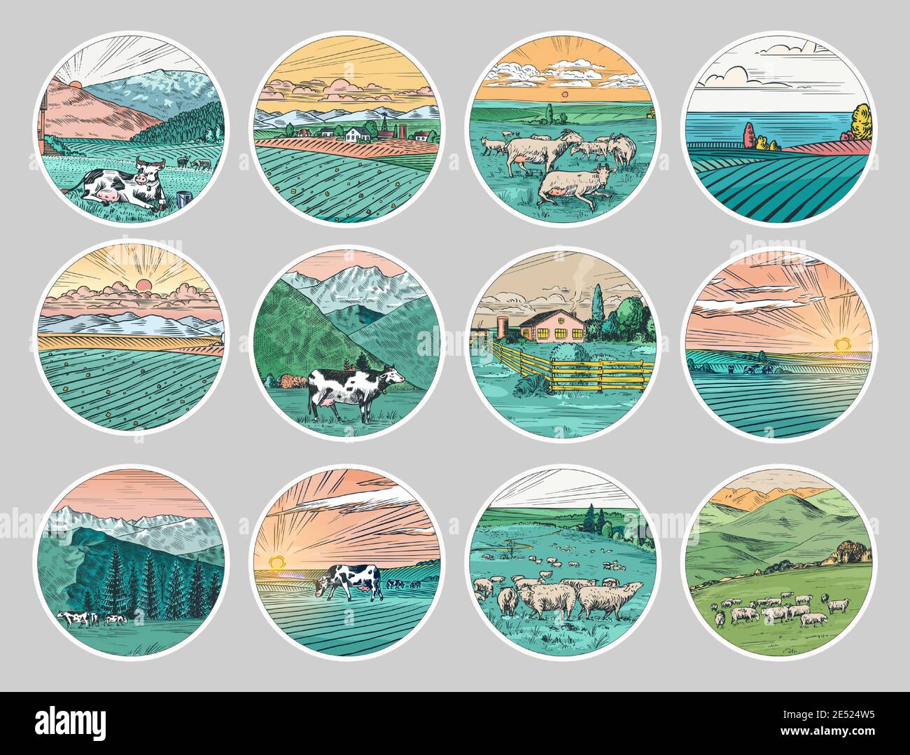 Country illustrated scene Stock Vector Images - Alamy