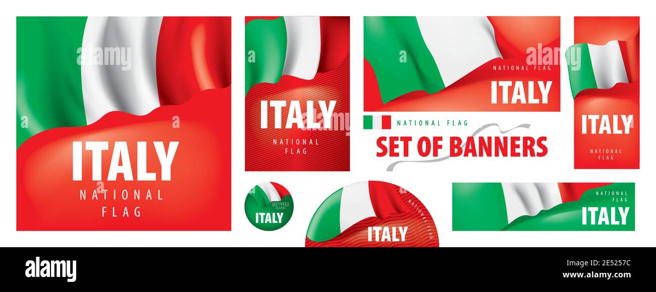 Vector set of banners with the national flag of the Italy Stock Vector ...