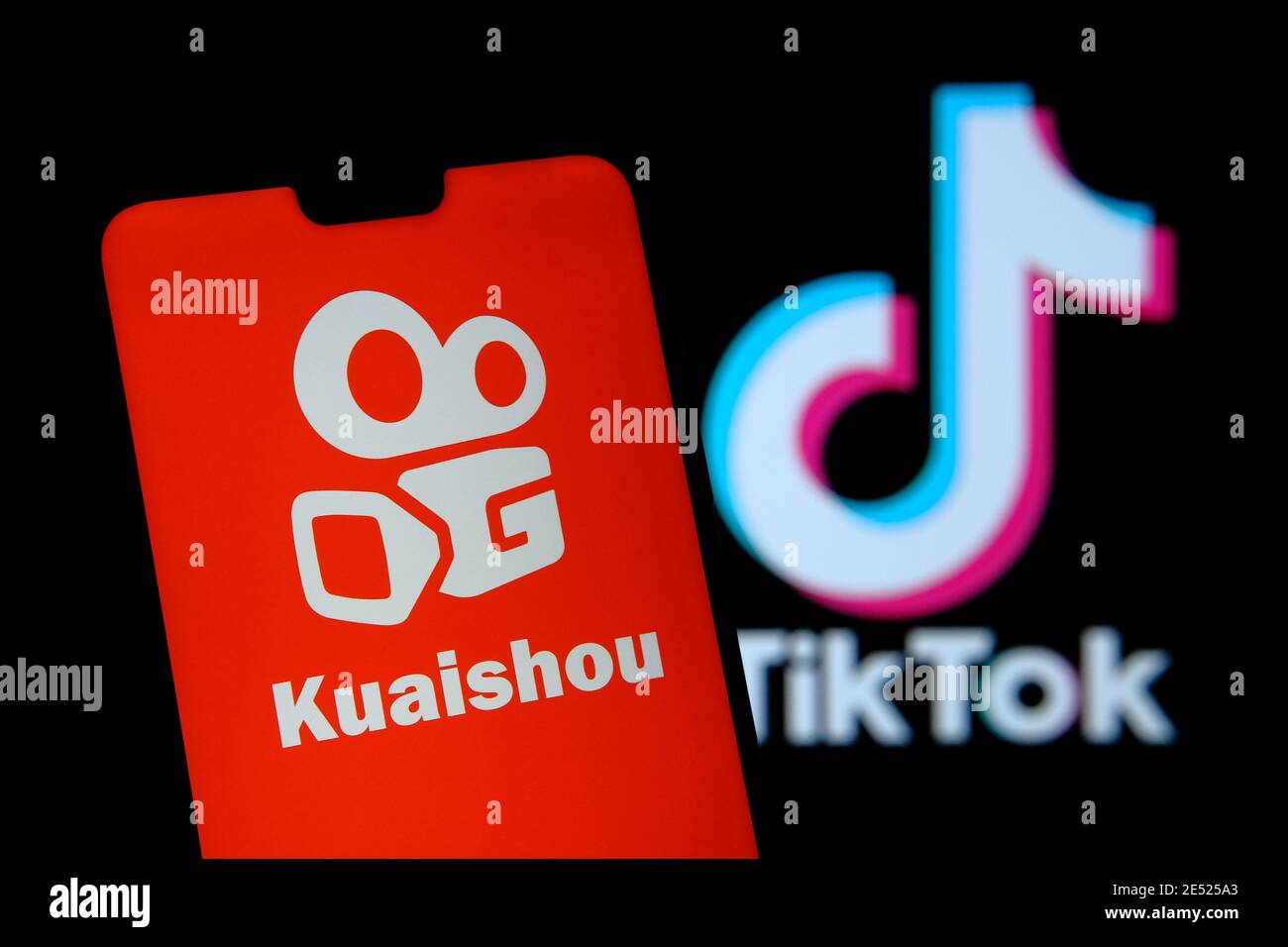 Kuaishou app logo seen on the smartphone screen and blurred background ...