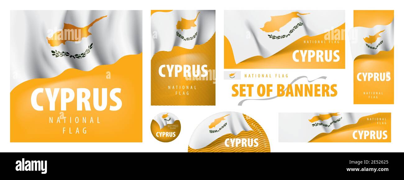 Vector set of banners with the national flag of the Cyprus Stock Vector ...
