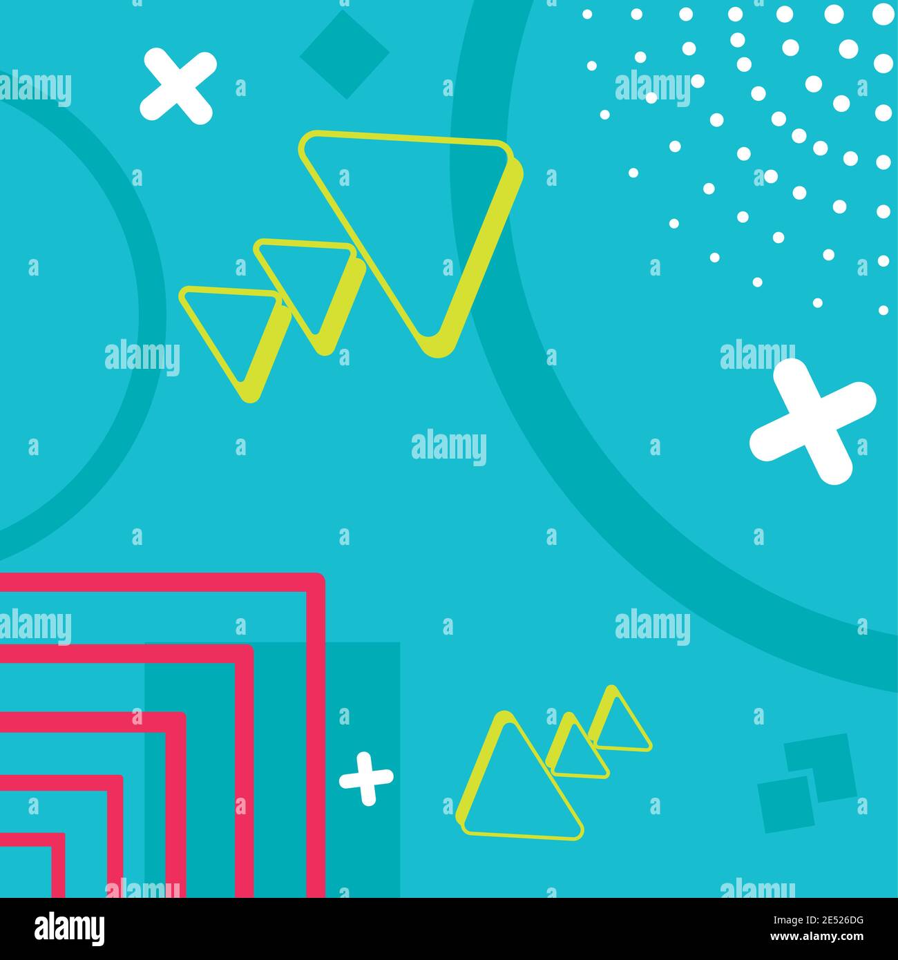 turquoise background with geometric and abstract shapes, colorful ...