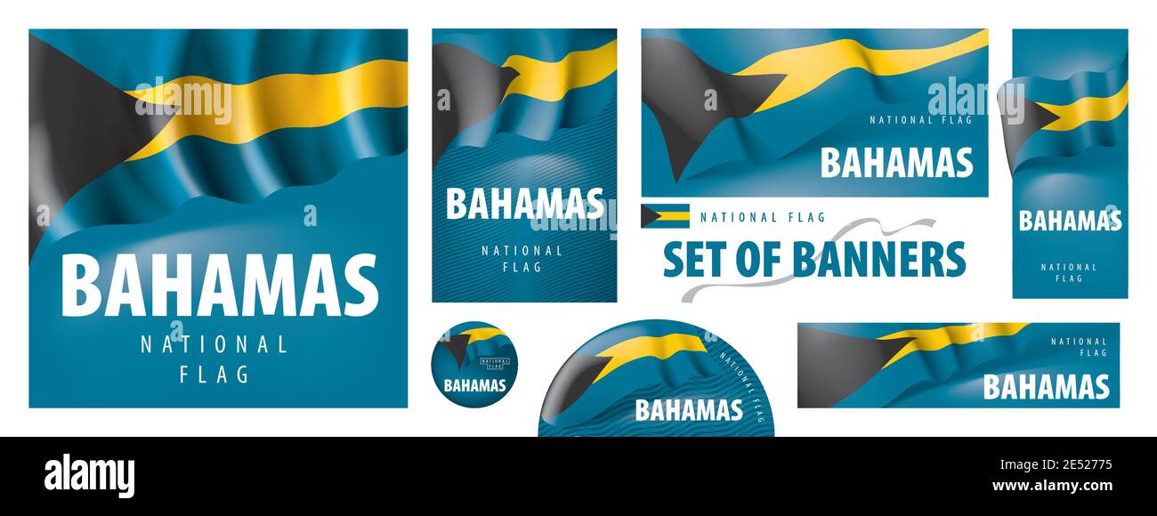 Vector set of banners with the national flag of the Bahamas Stock ...