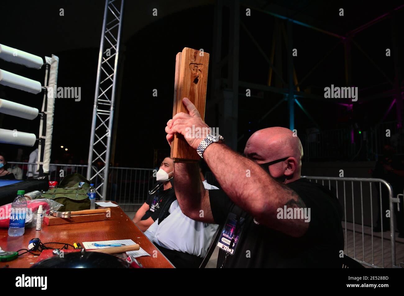 MIRAMAR, FLORIDA - JANUARY 23: Dorian Mirasola, The boxing timekeeper ...