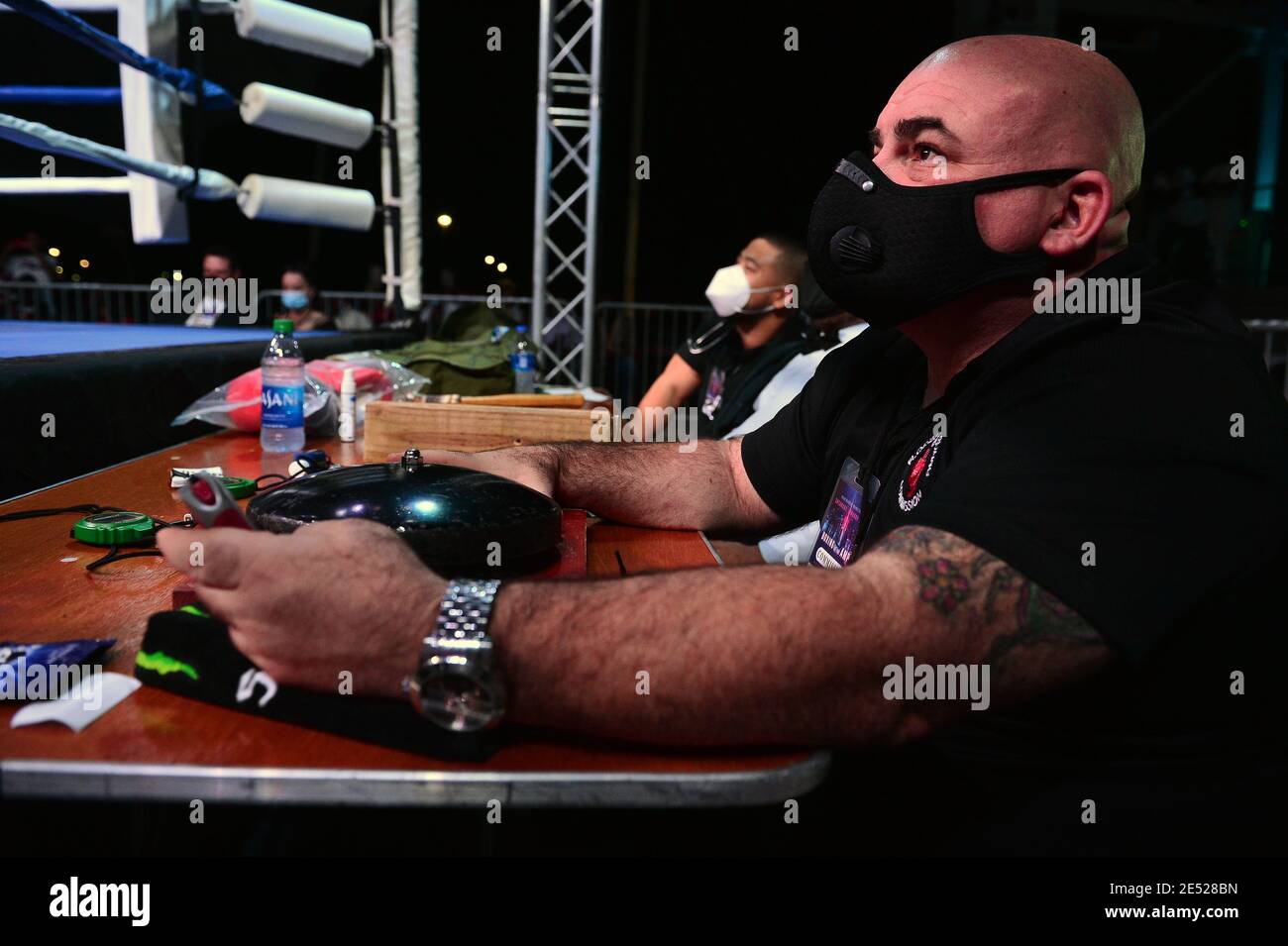 MIRAMAR, FLORIDA - JANUARY 23: Dorian Mirasola, The boxing timekeeper ...