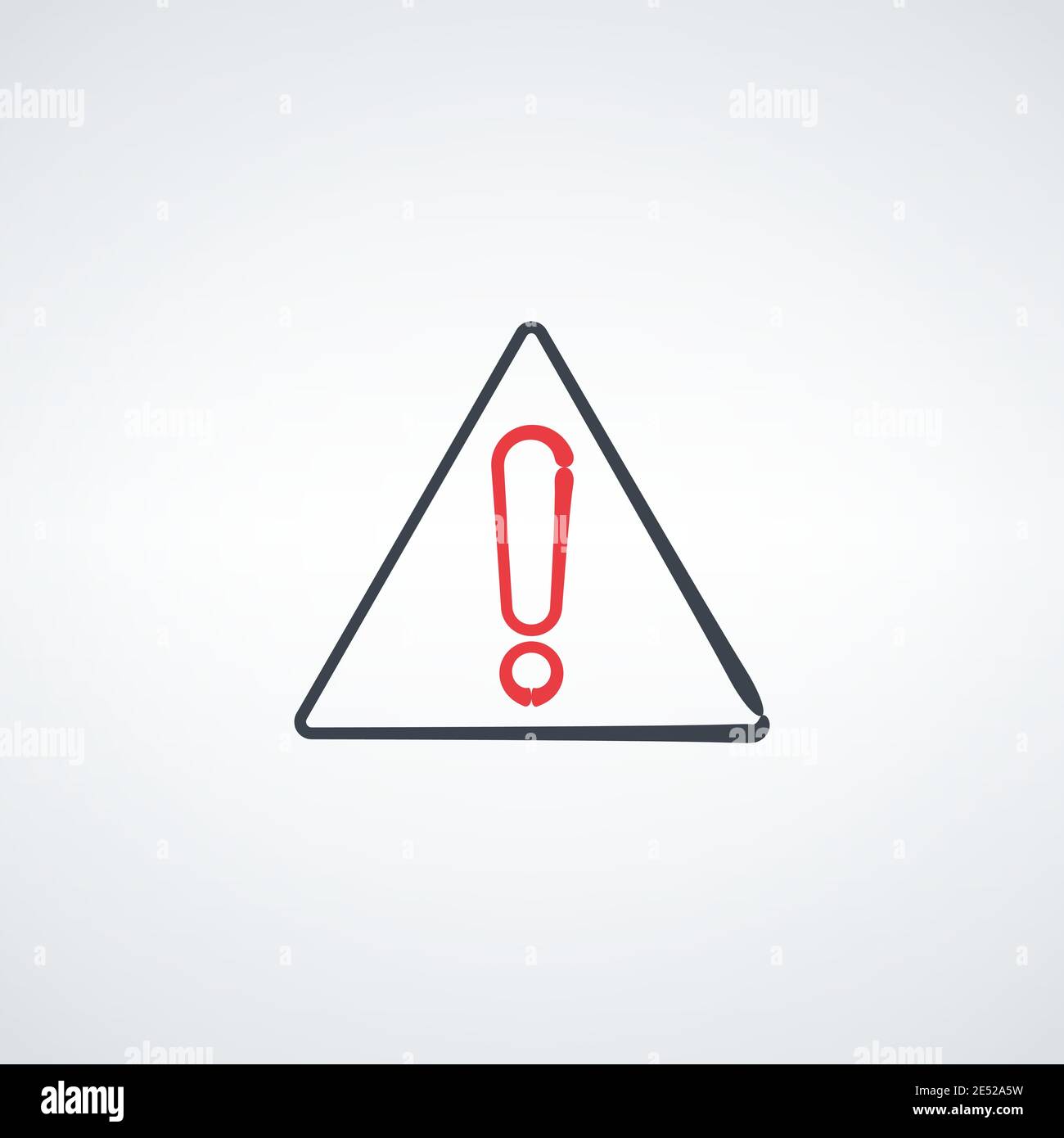 Hand drawn Rounded triangle shape hazard warning sign with exclamation ...