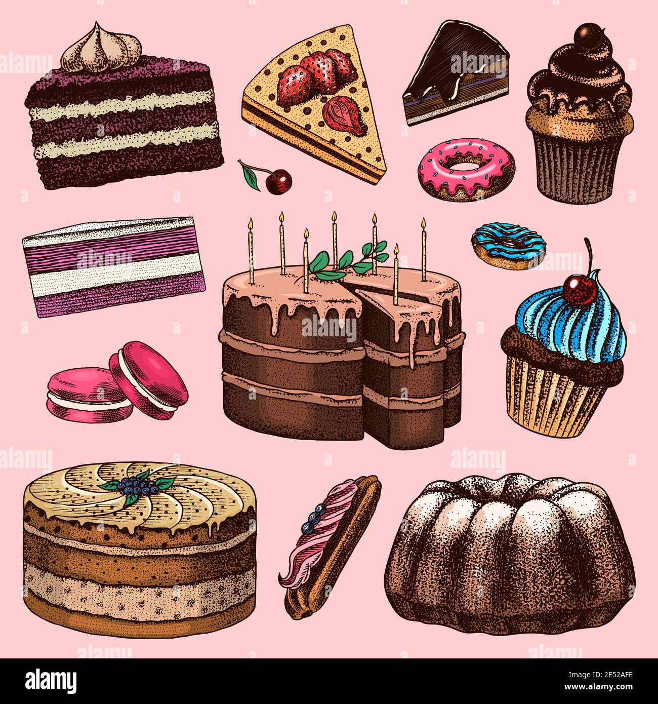 Cakes and cream tarts, fruit desserts and muffins. Chocolate Donuts ...