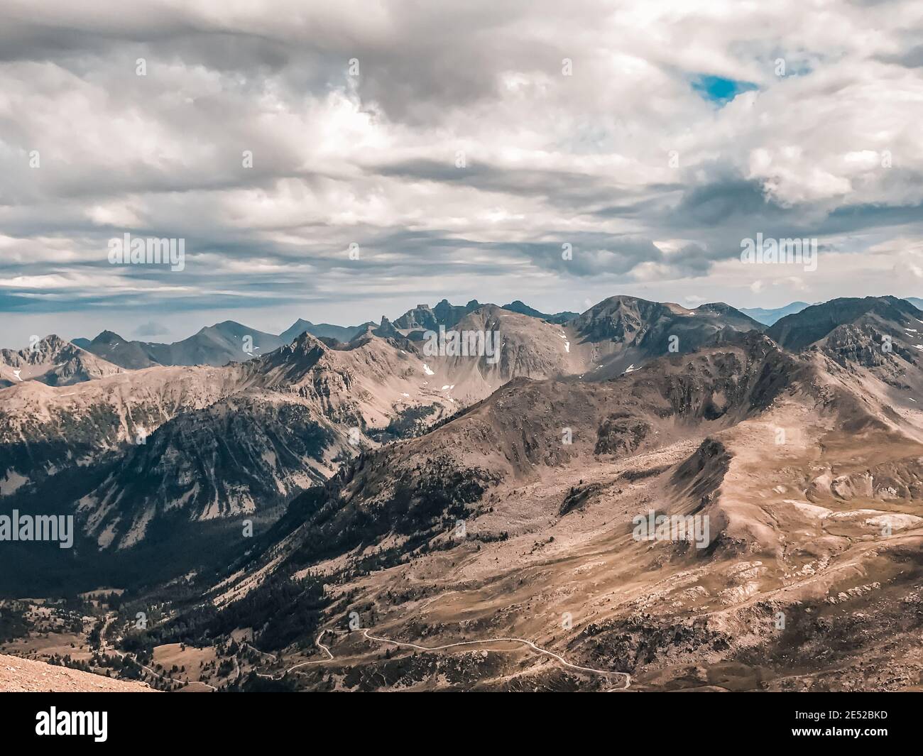 Mountain landscape, mountain hills and ridges under cloudy sky Stock ...