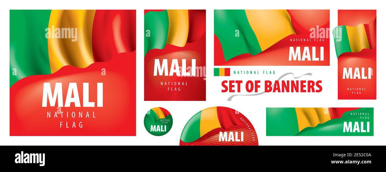 Vector set of banners with the national flag of the Mali Stock Vector ...