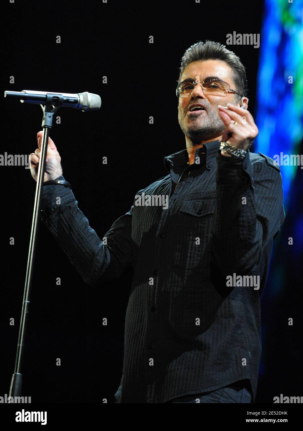 George Michael performs during his concert at the Forum in Los Angeles ...