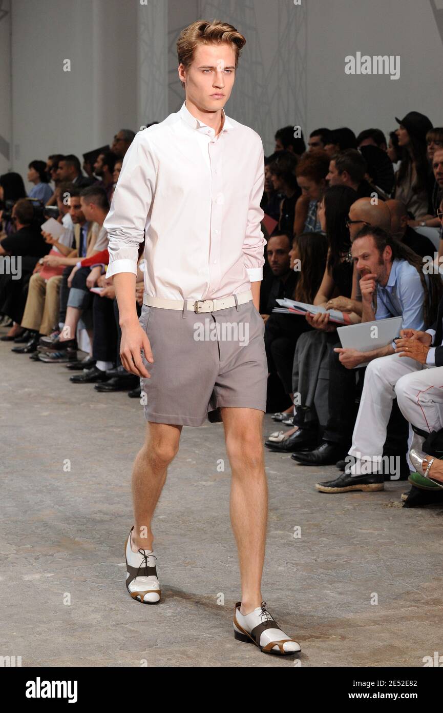 A model presents a creation by designers Paul Helbers and Marc Jacobs ...