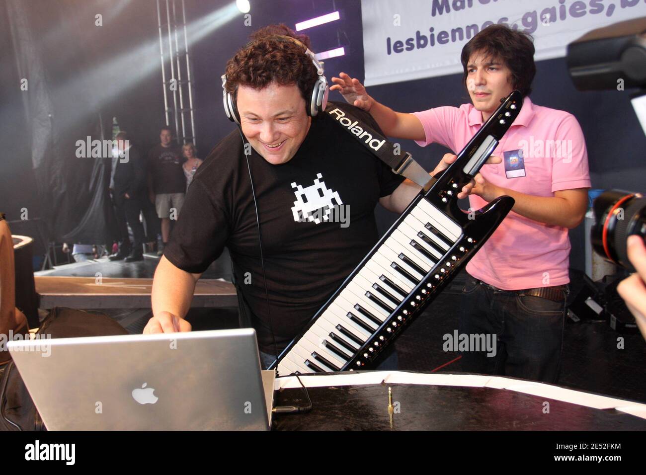 DJ Joachim Garraud mixes during the radio station FG concert for equal ...